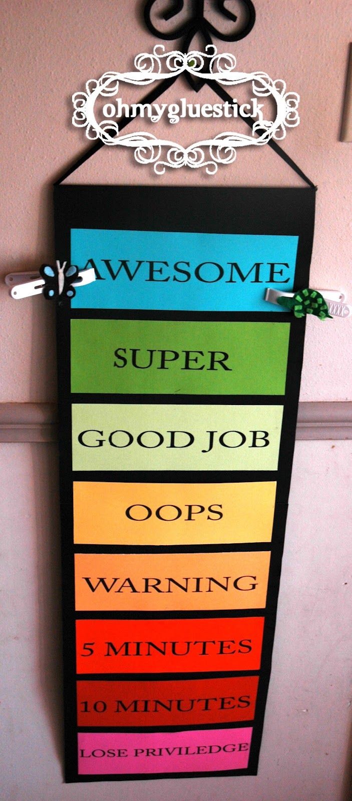Behavior Chart: Begin at "Good Job" every day. The clips are moved up ...